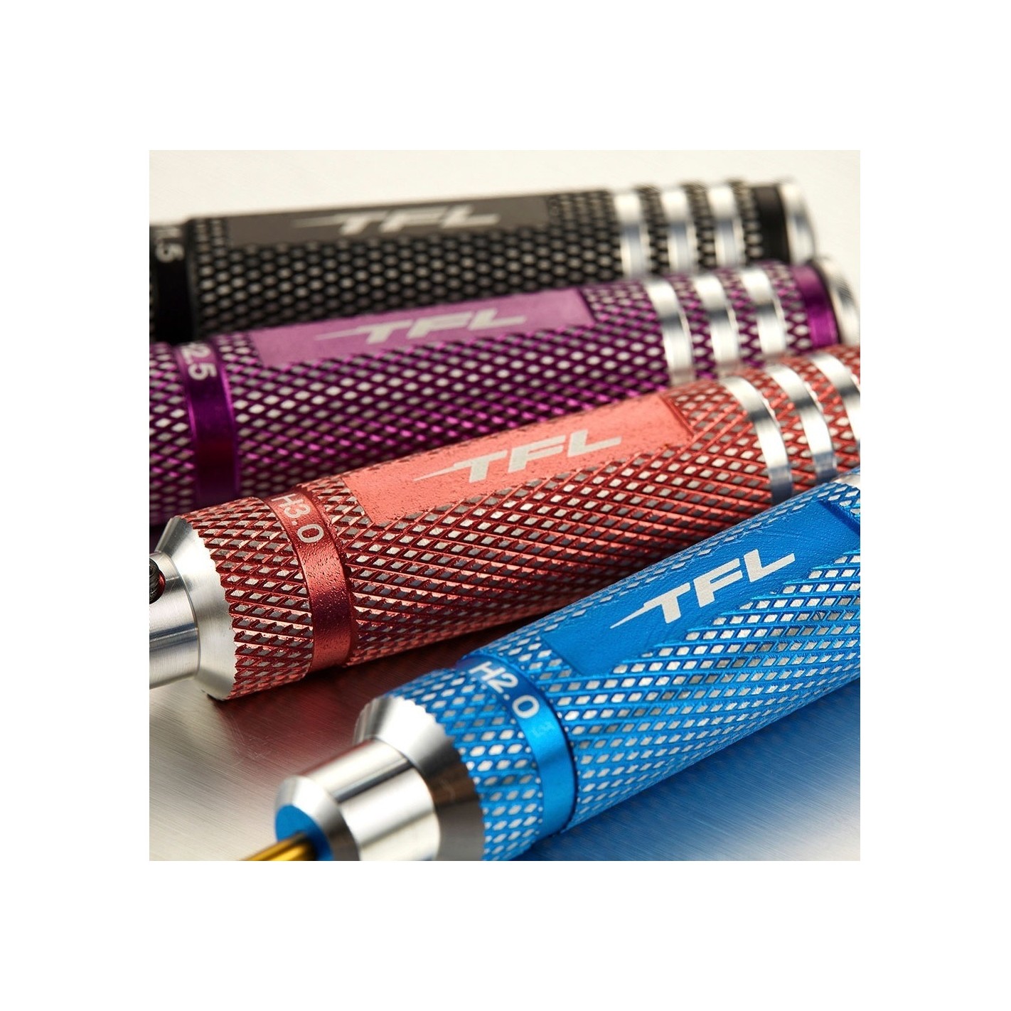 TFL - Hexagon Screwdriver Set Coloured Anodised 1.5/2.0/2.5/3.0mm