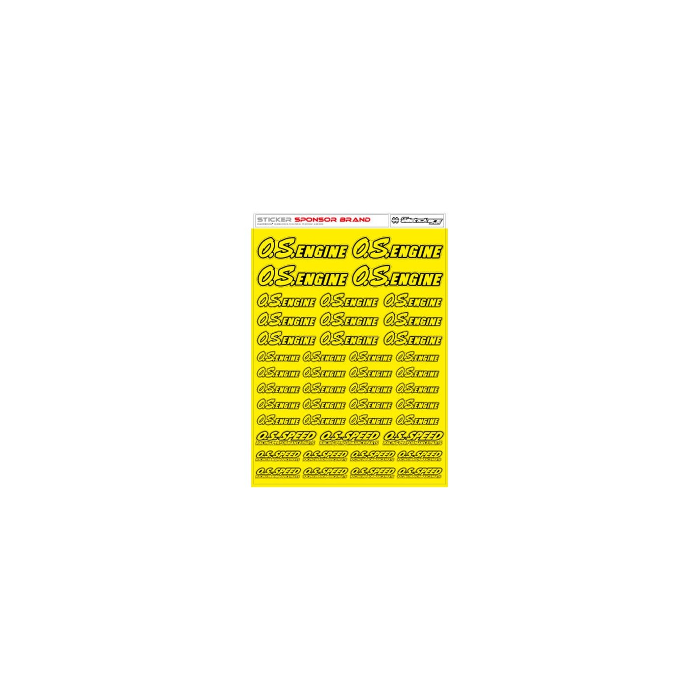 RCALLSTICKERS - OS ENGINE BRAND DECAL SHEET FLU YELLOW